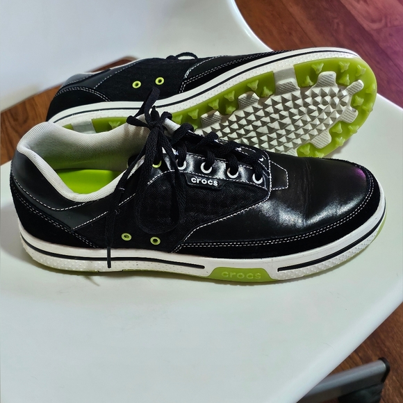 CROCS | Shoes | Crocs Hank Haney Mens 1 Golf Shoes Black Leather ...